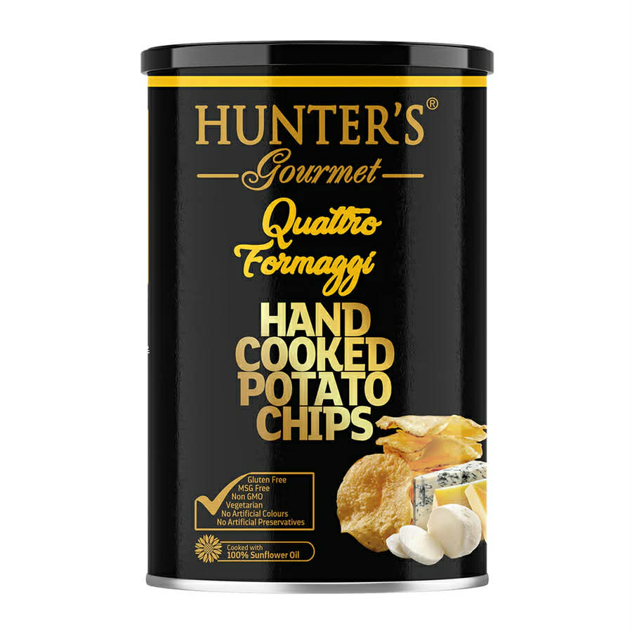 HUNTER’S GOURMET - Hand Cooked Potato Chips Canister 150g - Quattro Fo ...